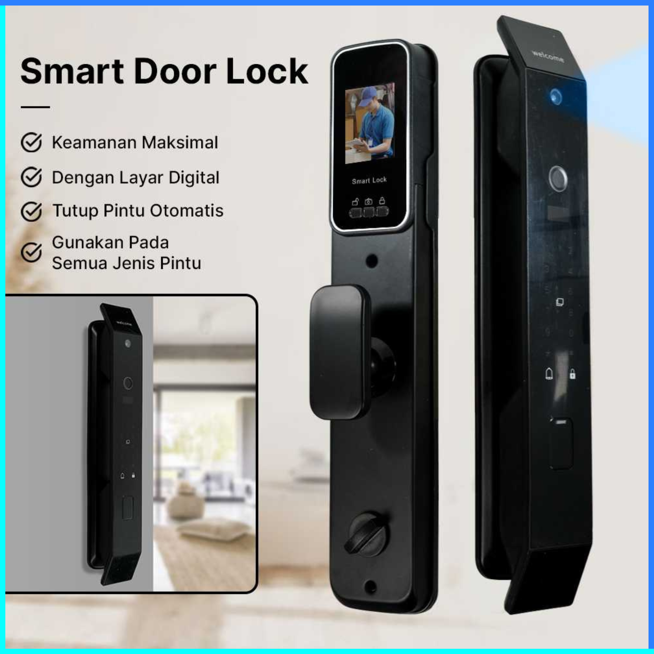 PENGIRIMAN JAKARTA ALOY-X Smart Door Lock Fingerprint Password Key Card ...