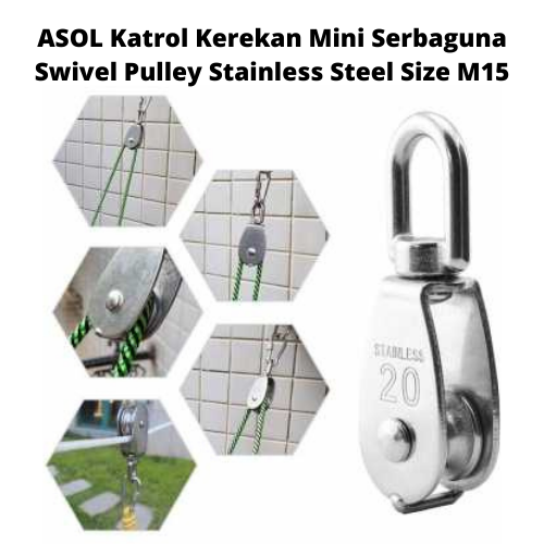 Katrol Kerekan Tali Manual Mini Serbaguna Swivel Pulley Stainless Steel ...