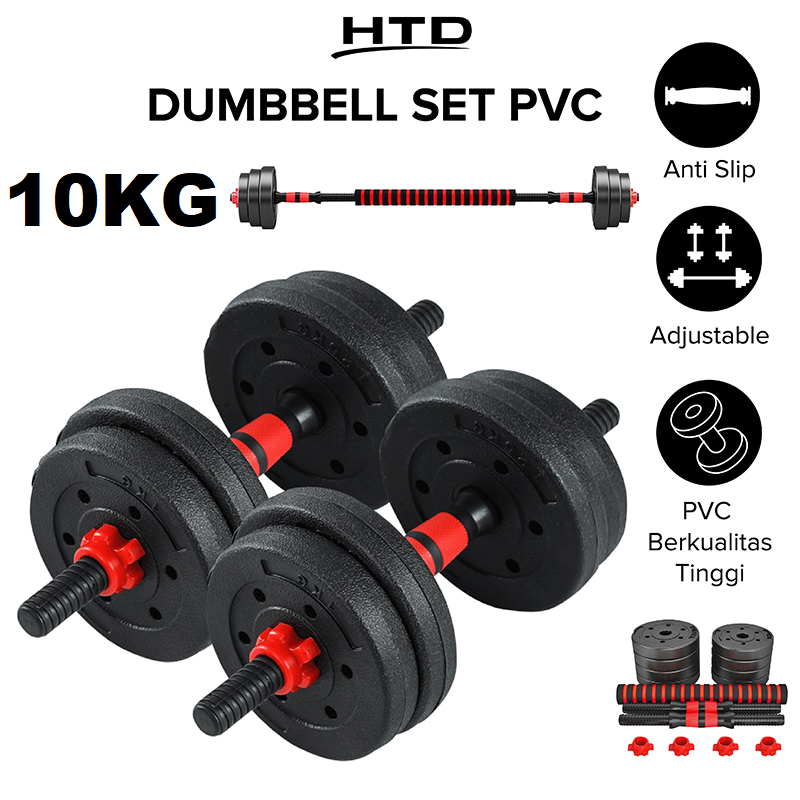 HTD Sport Dumbbell Set PVC 10 20 30 40 KG Set Alat Olahraga Fitness Angkat Besi | Lazada Indonesia