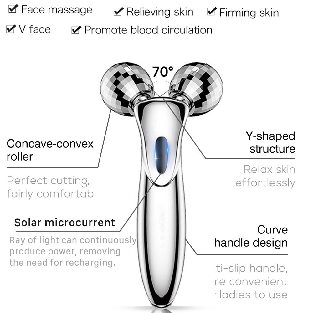 Microcurrent 3D Roller Massager Y Shape 360 Rotate Thin Face Body Shape ...