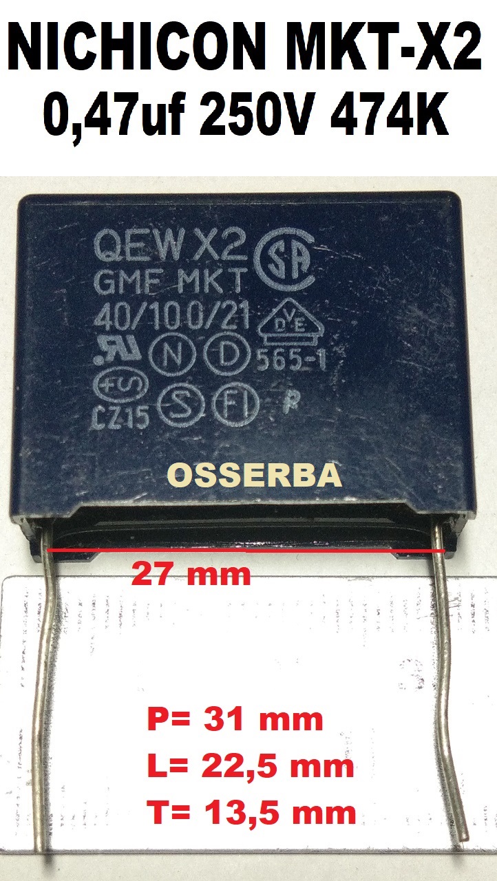 0,47uf K 250V NICHICON MKT-X2 474K Safety Capacitor | Lazada Indonesia