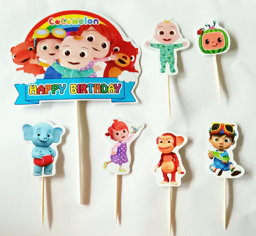 satu set hiasan kue ulang tahun cake topper karakter cocomelon coco ...