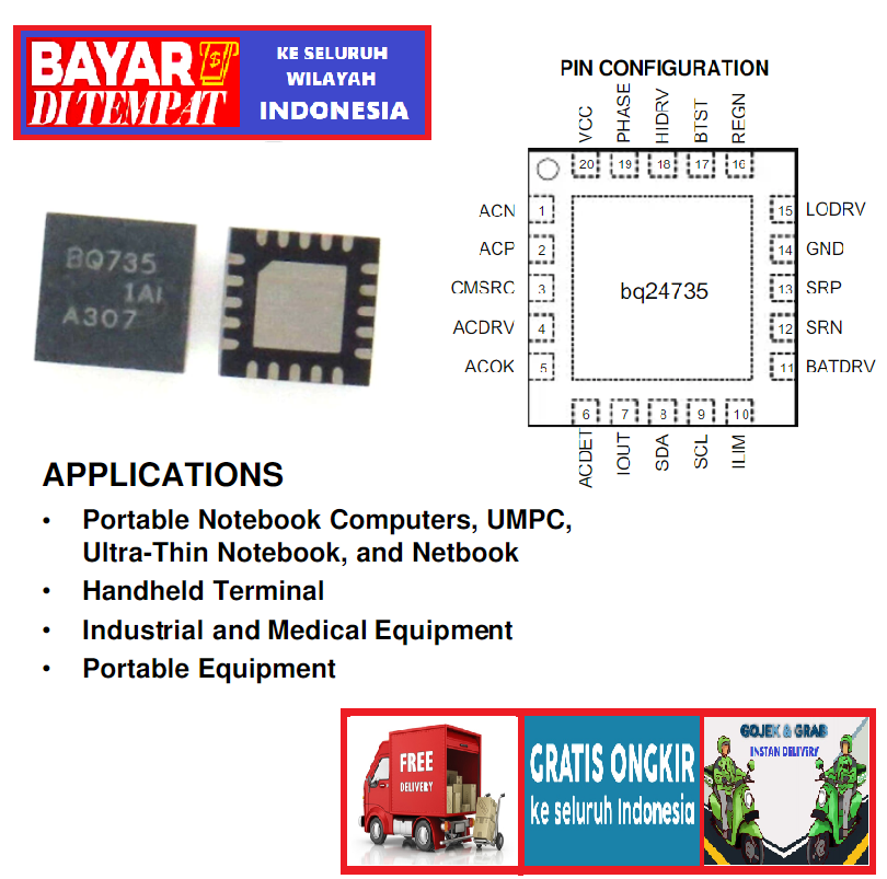 IC BQ735 BQ24735 BQ 735 BQ 24735 BQ24735RGRR BX65 | Lazada Indonesia