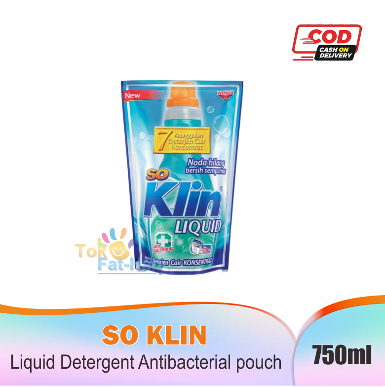 So Klin Liquid Detergent Antibacterial pouch 750 ml / Soklin Liquid ...