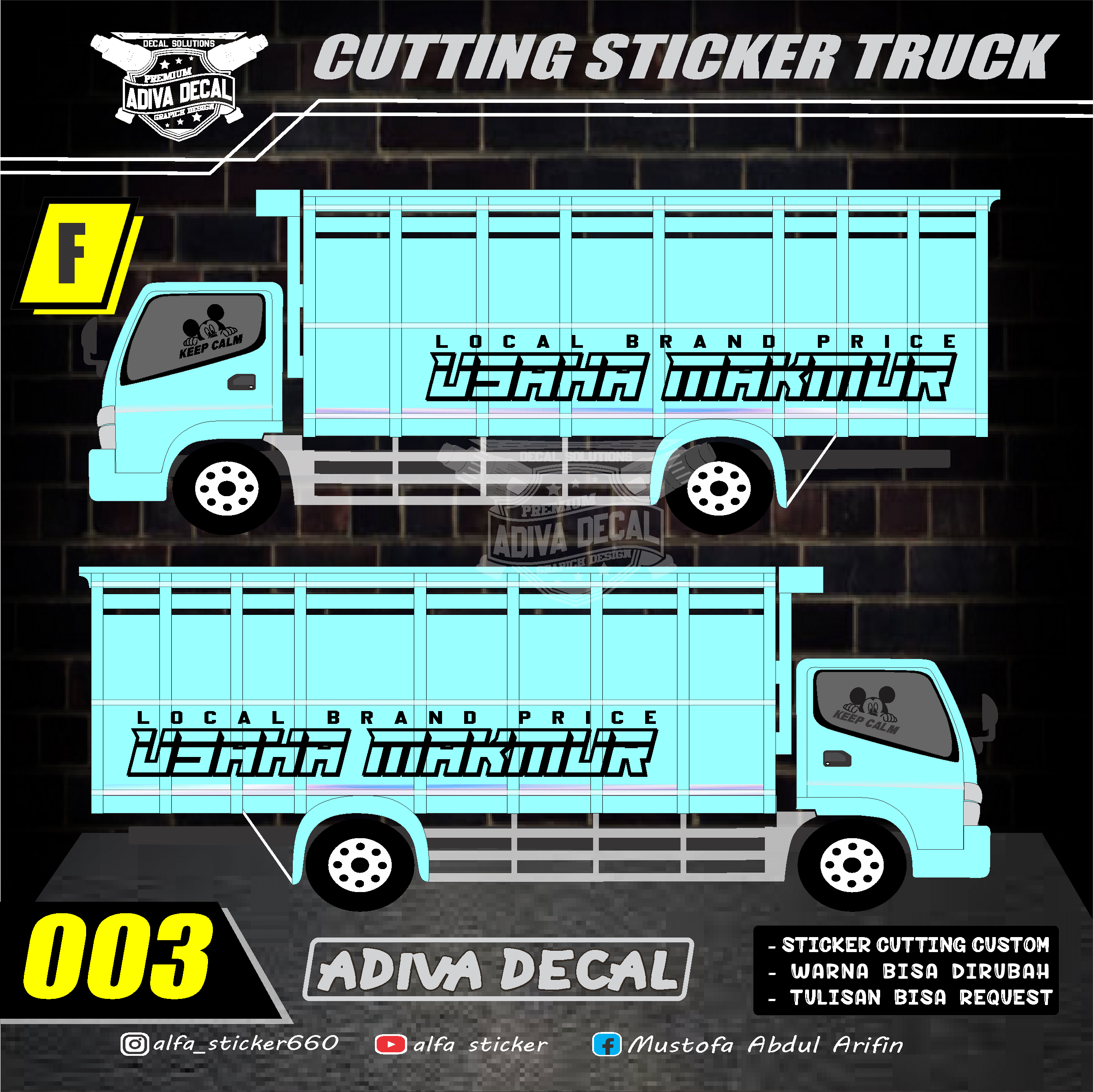 STIKER BAK TRUK/ CUTTING STICKER TRUCK BAK SAMPING USAHA MAKMUR -003 ...
