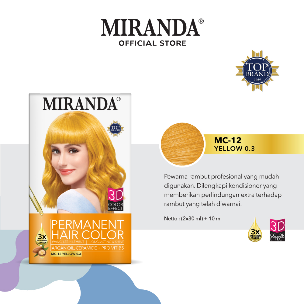 Semir Pewarna Cat Rambut Miranda Permanent Hair Color Colour Premium 30 ...