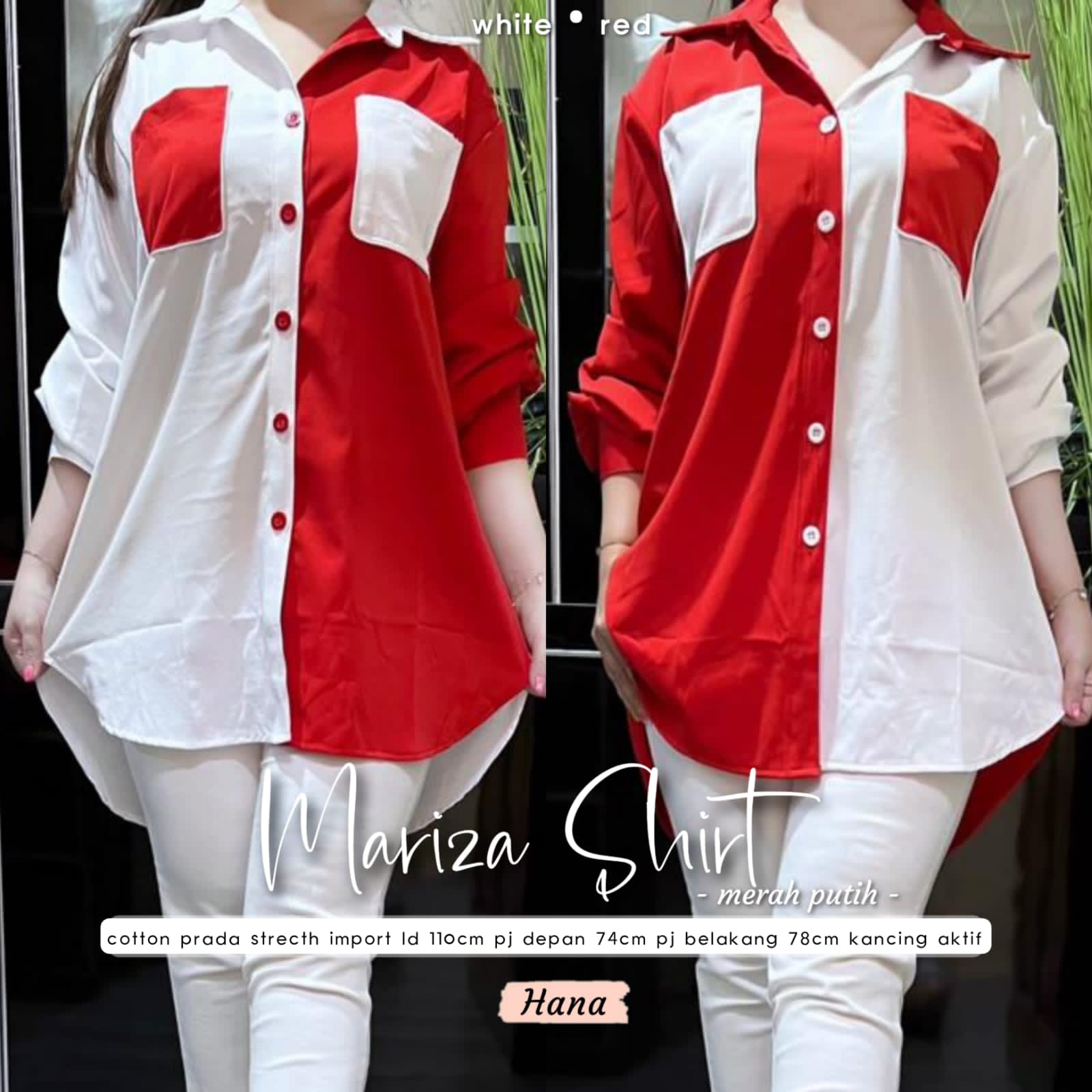 Blouse Kemeja Wanita Merah Putih Tema Merdeka One Set Kekinian HUT ...