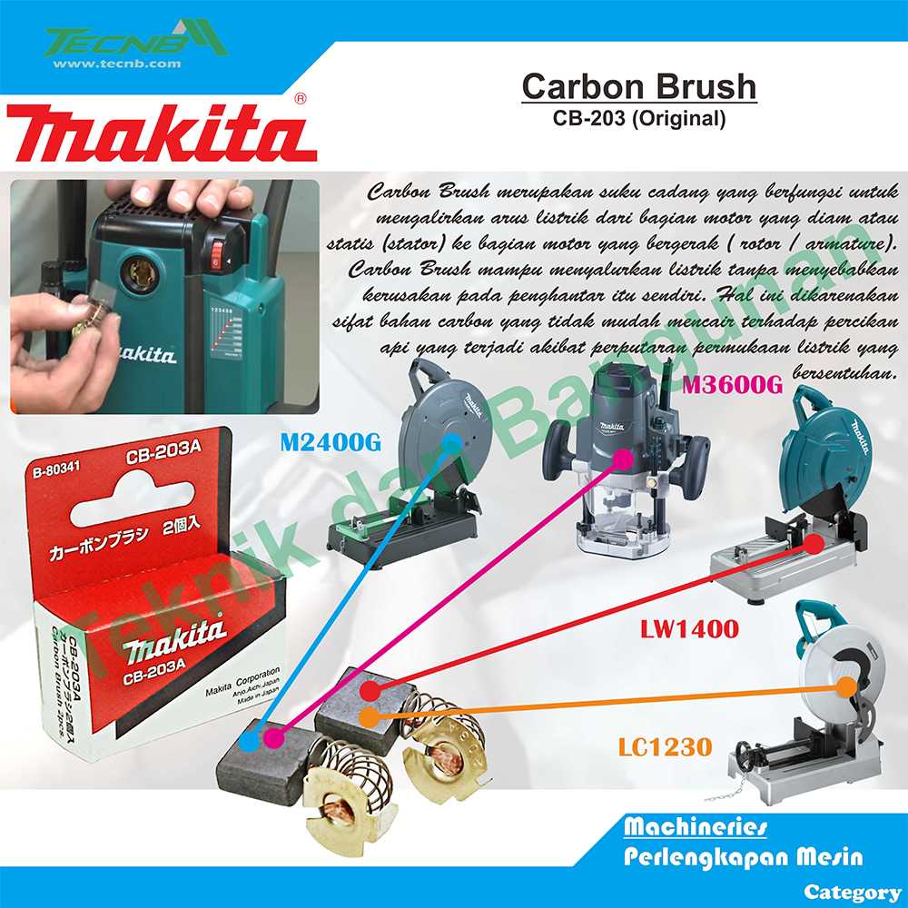 Carbon Brush Makita CB-203 / B-80341 (Original) | Lazada Indonesia