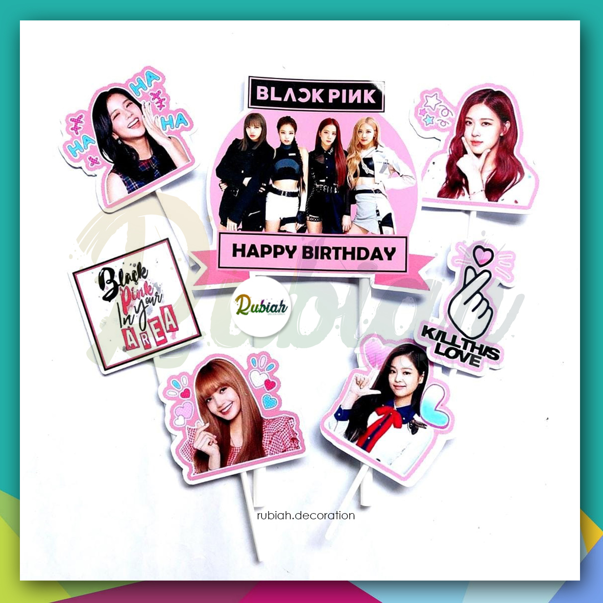 Topper Cake BlackPink 1 set / Hiasan kue ulang tahun Happy Birthday ...