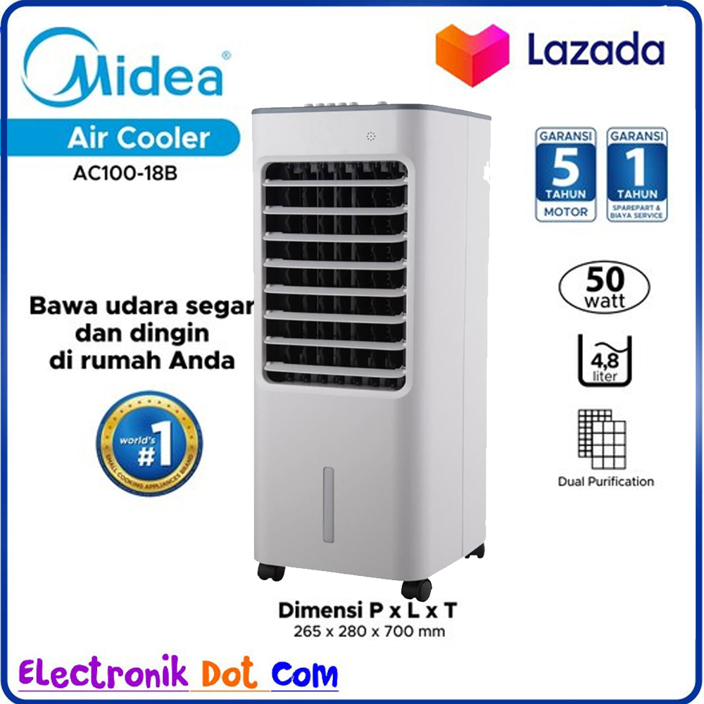 AIR COOLER MIDEA AC 100-18B Penyejuk Ruangan Kapasitas 4,5 Liter 50W ...