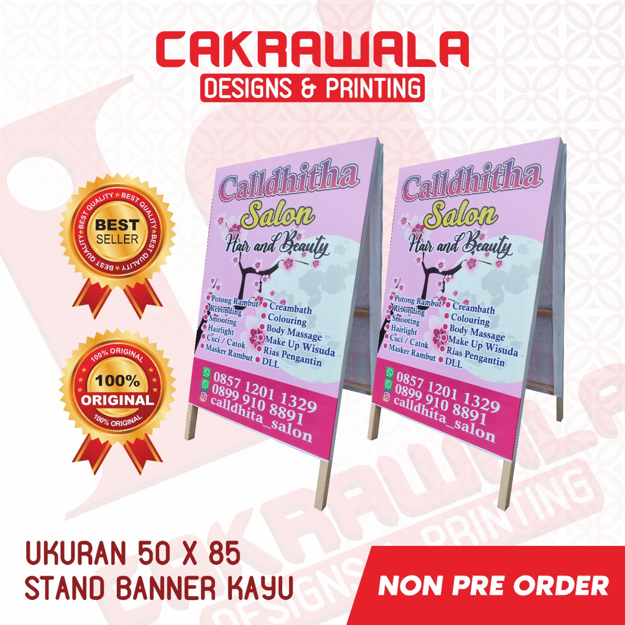 SEGITIGA BANNER UKURAN 50 X 85 CM - STAND BANNER KAYU CUSTOM - STANDING ...