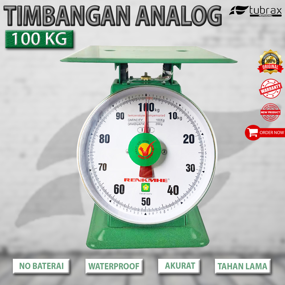 RENKMHE 100 Kg - 150 Kg Electronic Spring Dial Scale Timbangan Manual Jarum Duduk Besi Plat ...