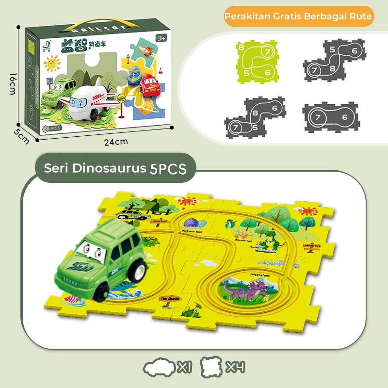 Puzzle Mainan Mobil Rel Edukasi Anak DIY Konstruksi Pemandangan Peta ...
