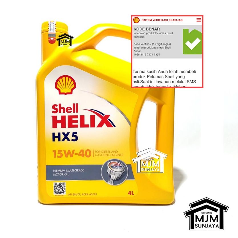 BARCODE Oli Helix HX5 HX 5 15W-40 15W40 Galon 4 Liter Diesel Bensin API SN Plus 4L Barcode Oli ...