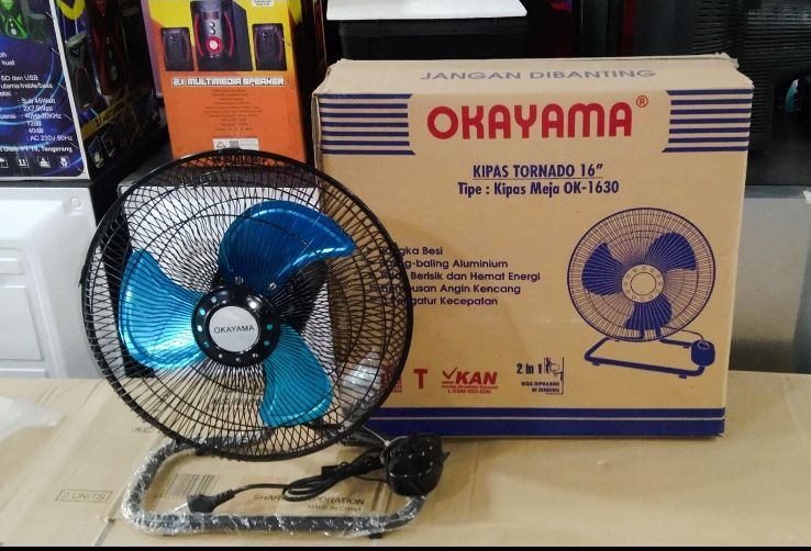 Kipas Angin Besi Tornado Okayama 16 inch 2in1 (Kipas Meja Dan Dinding) | Lazada Indonesia
