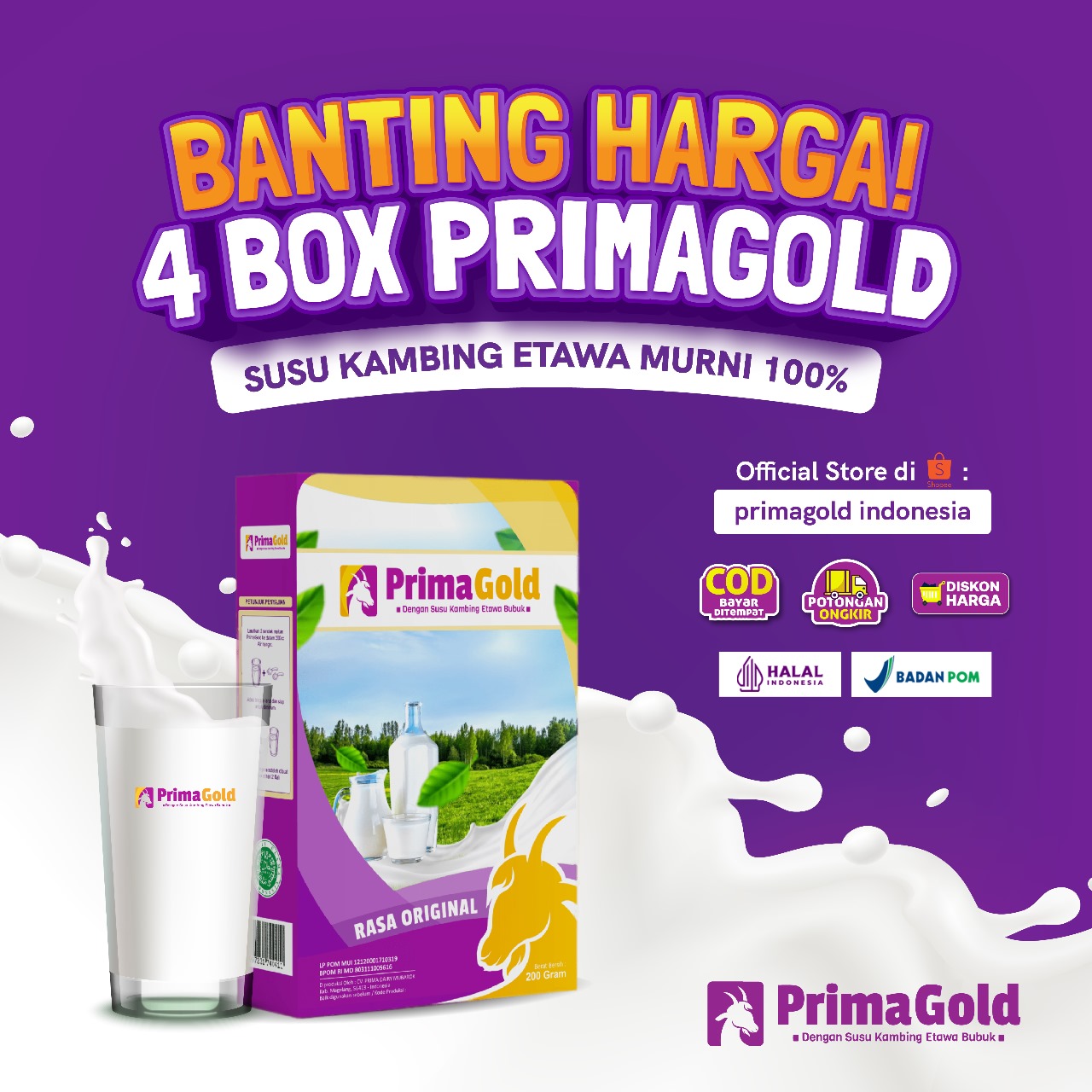 4 BOX PRIMAGOLD SUSU KAMBING ETAWA PRIMA GOLD | Lazada Indonesia