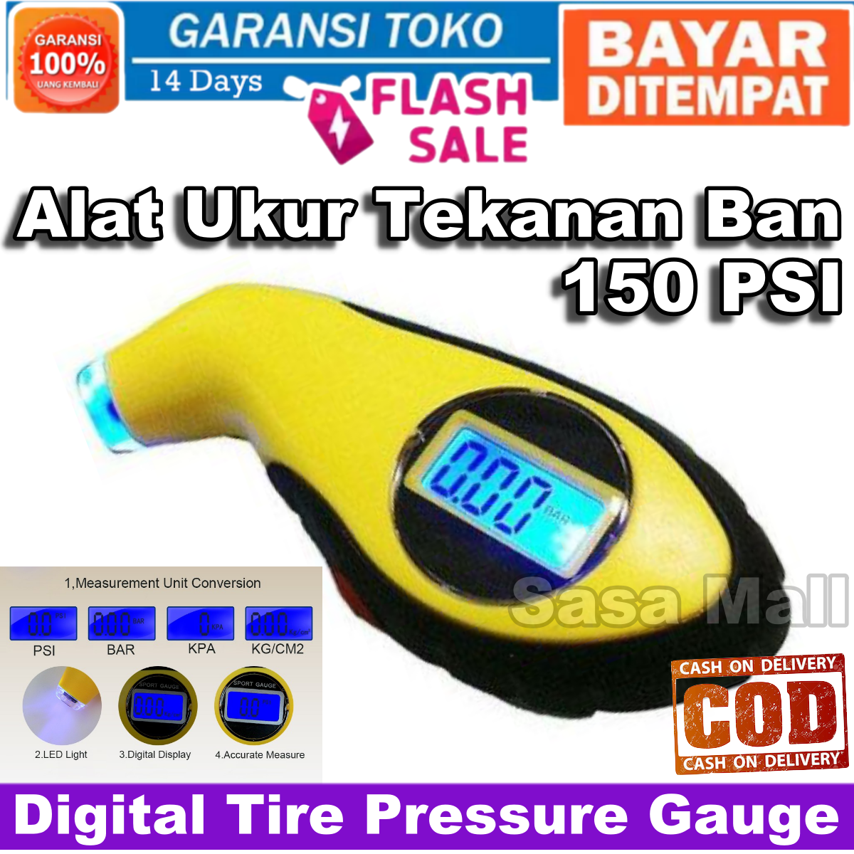 Bayar di Tempat Digital Tire Pressure Gauge LCD Barometers Manometer ...