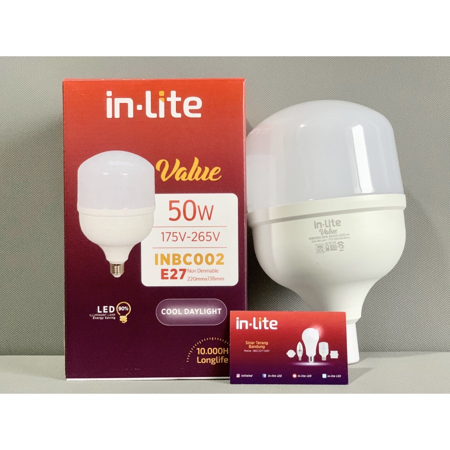 Lampu Led Tabung 50 Watt Inlite Putih SUPER TERANG BERGARANSI 1 TAHUN ...