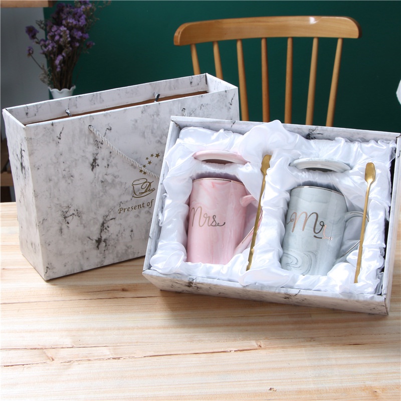 Light & House Gelas Couple Mug Set Mr & Mrs Set Gift Box /Cangkir ...