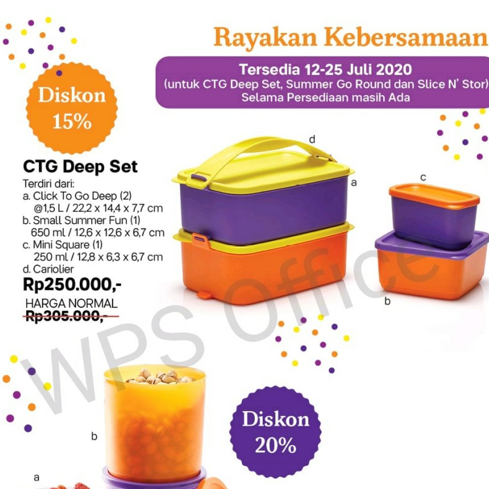 July CTG Deep Set Tupperware - Rantang Tupperware - Bawa Bekal Tupperware - Misting Tupperware ...