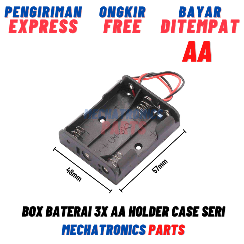 [SOC-9099] BOX BATERAI 3X AA BATERRY HOLDER CASE KONEKSI SERI | Lazada ...