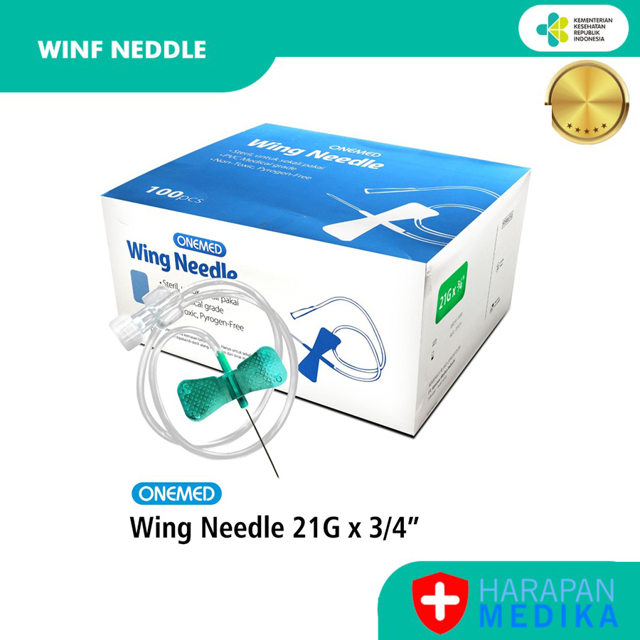 Wing Needle Scalp Vein 21G / Jarum Kupu kupu / Jarum Infuse Onemed ...
