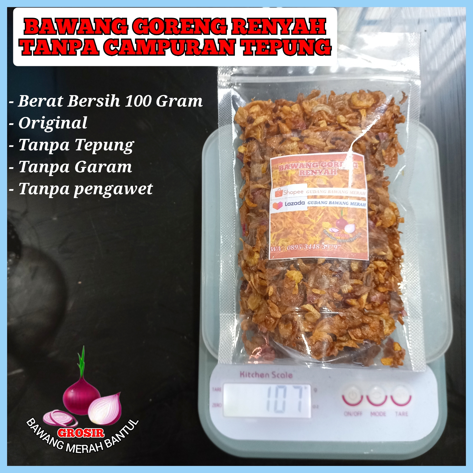 BAWANG MERAH GORENG ORIGINAL NETTO 100 GRAM - RENYAH DAN KRIUK | Lazada ...