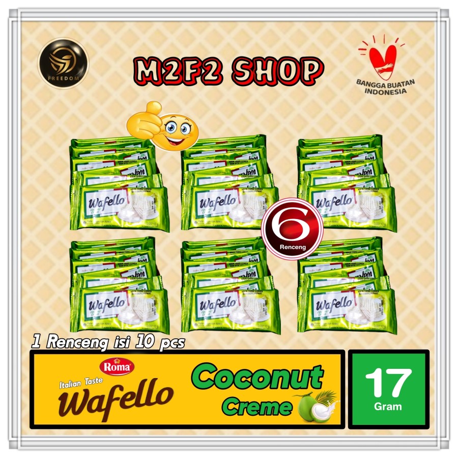 Roma Wafer Wafello Coconut Creme | Krim Kelapa - 17 gr (Kemasan 6 ...