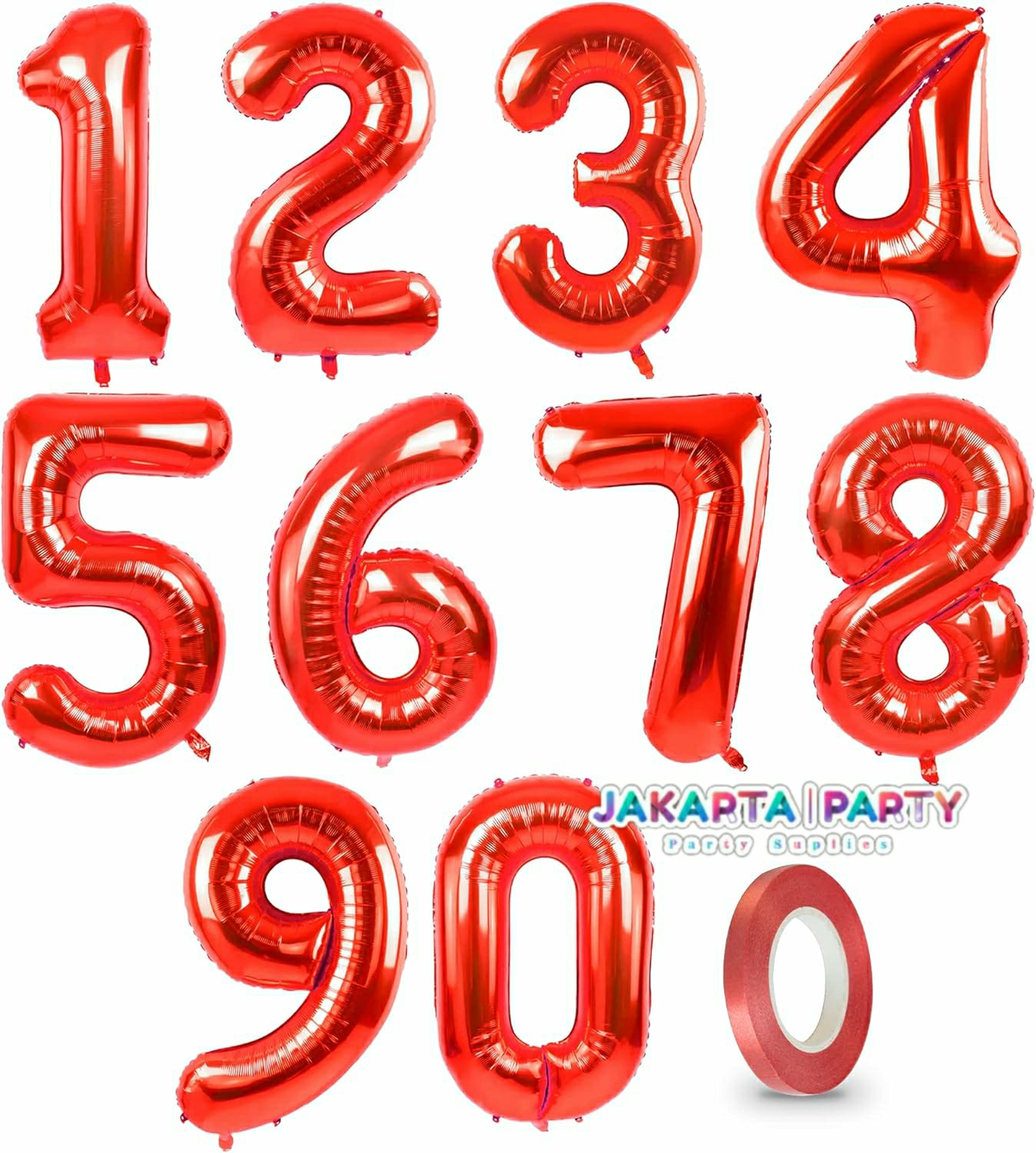 Balon Angka Merah 40cm / Balon Angka / Balon Foil Angka | Lazada Indonesia