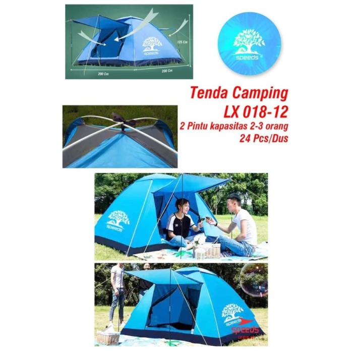 TENDA CAMPING BUKA OTOMATIS ORIGINAL SPEEDS KAPASITAS 2-4 ORANG ...
