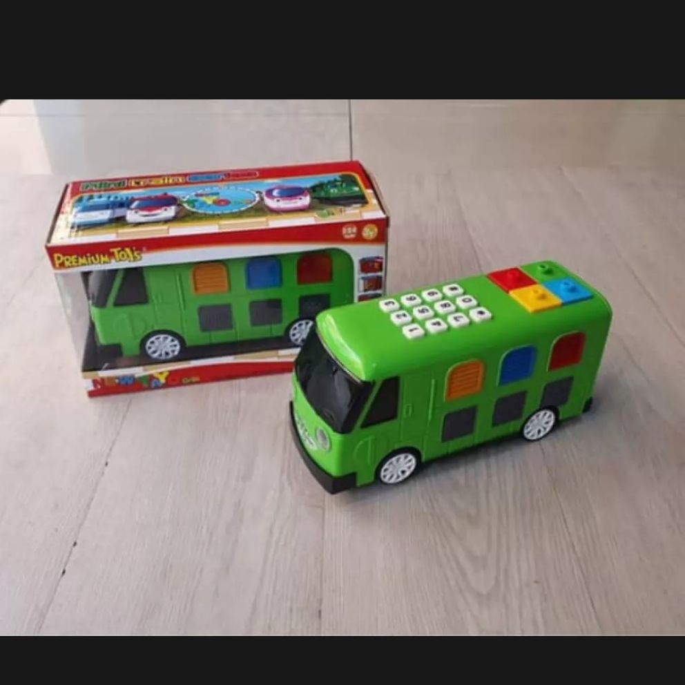 mobil BUS warna hijau bisa nyala+lagu+lampu | Lazada Indonesia