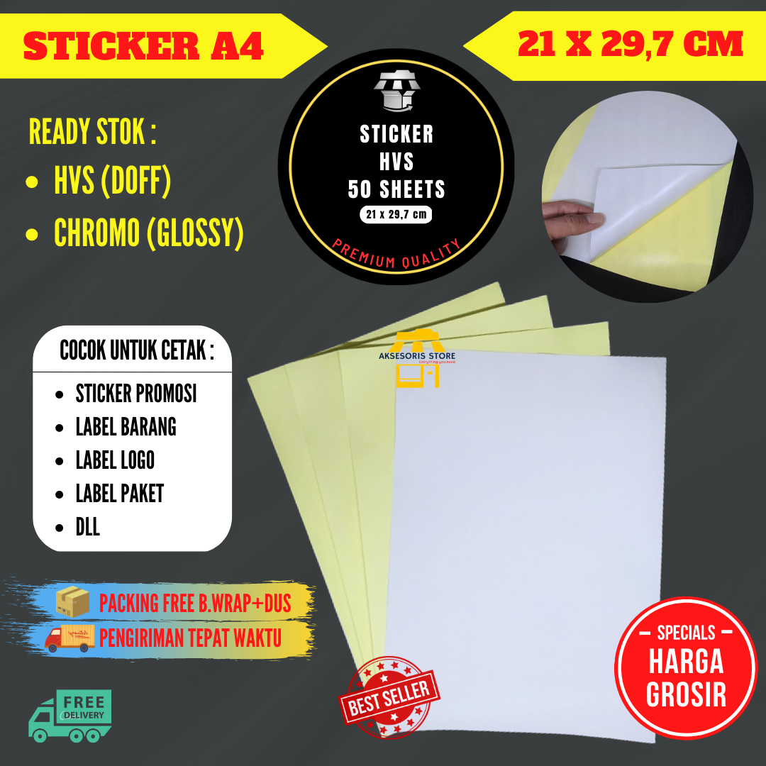 STIKER LABEL A4 ISI 50 LEMBAR / KERTAS STICKER UKURAN A4 | Lazada Indonesia