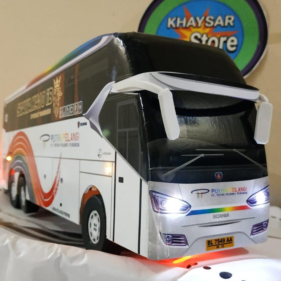 miniatur bus bis mainan bus bis double deker plus lampu PUTRA PELANGI ...