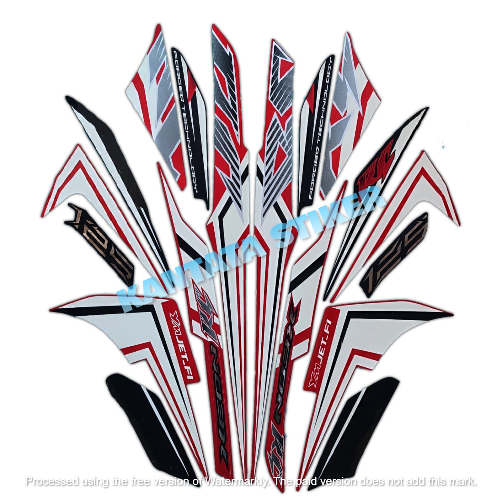 STIKER STRIPING LIS LES BODY MOTOR XEON RC 2014 MERAH STANDAR FULL SET ...