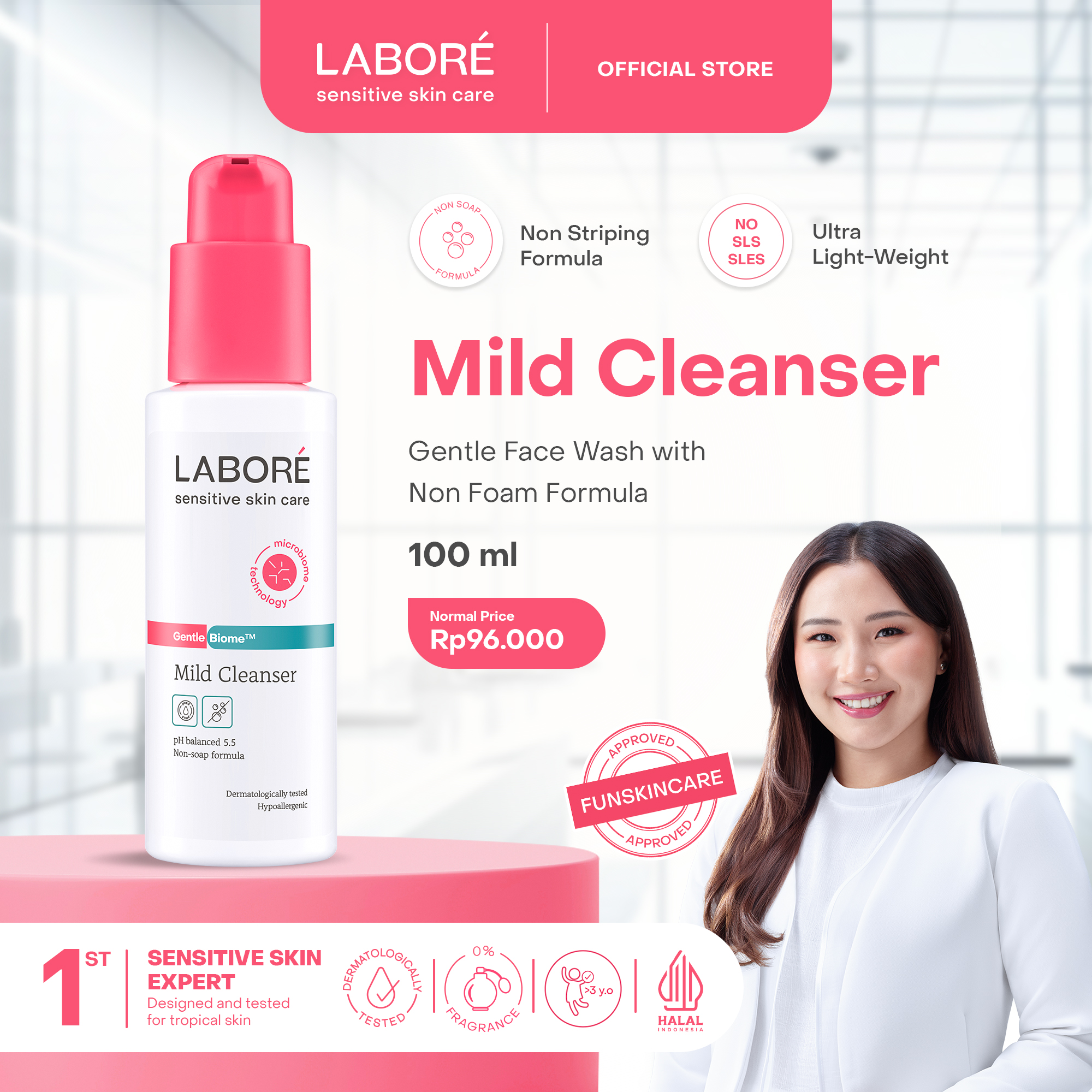 LABORE GentleBiome Mild Cleanser 100ml - Gentle Face Wash Kulit ...