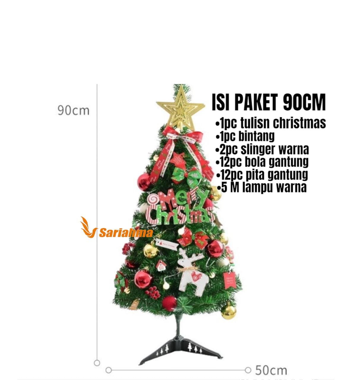 PAKET SET LENGKAP POHON NATAL 120CM DAN 90CM/ SET LENGKAP AKSESORIS ...