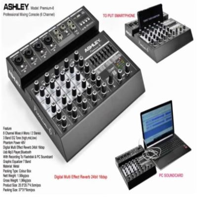 MIXER ASHLEY PREMIUM 6 MIKSER 6 CHANNEL BLUETOOTH WITH USB CARD | Lazada Indonesia