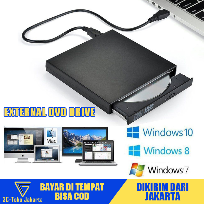 (Dikirim Dari Jakarta) CD ROM Drive External DVD Drive Slim Portable ...
