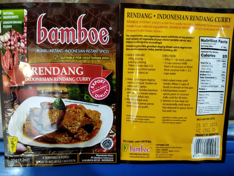 Bamboe Bumbu Rendang Instan Bamboe Rendang Instan 35gram | Lazada Indonesia