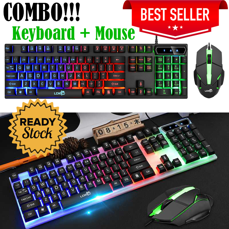 Gaming Keyboard LED with Mouse 832 Satu Set Lengkap RGB Backlight Lampu ...
