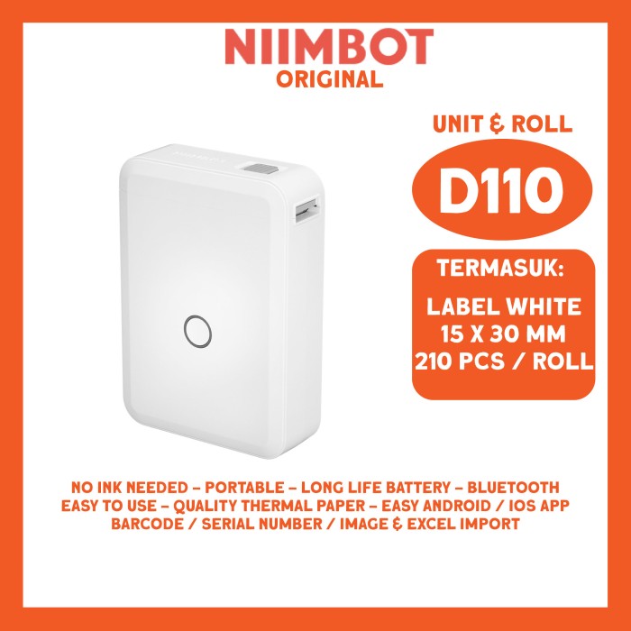 Niimbot D110 Mini Portable Wireless Bluetooth Label Thermal Printer ...