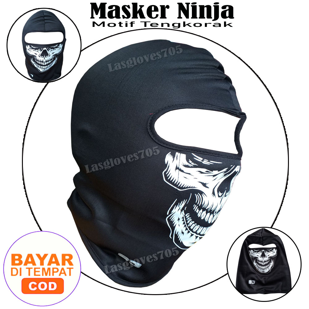 Masker Motor Masker Ninja Tengkorak Buff Masker GV701 Black - Masker ...