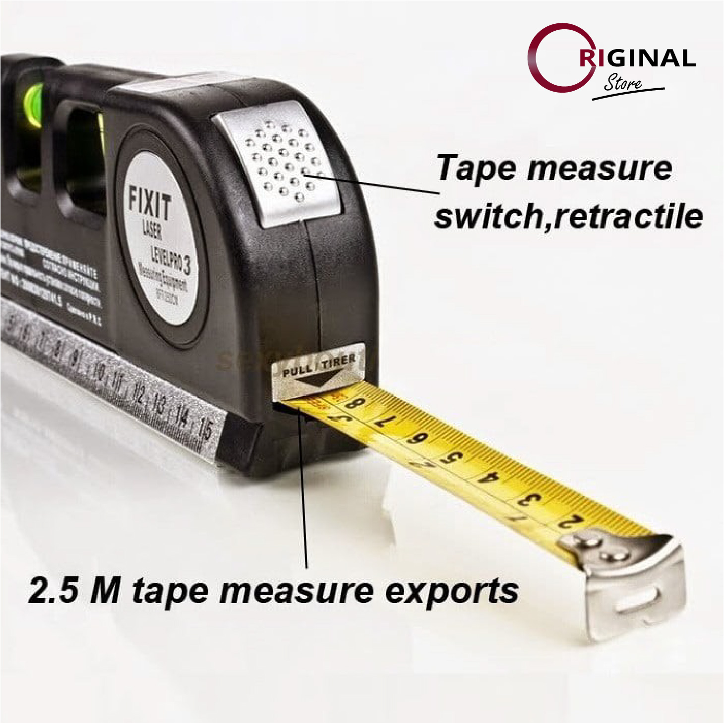 [Original] FIXIT 250CM PENGGARIS METERAN WATERPASS DIGITAL PENGGARIS ...