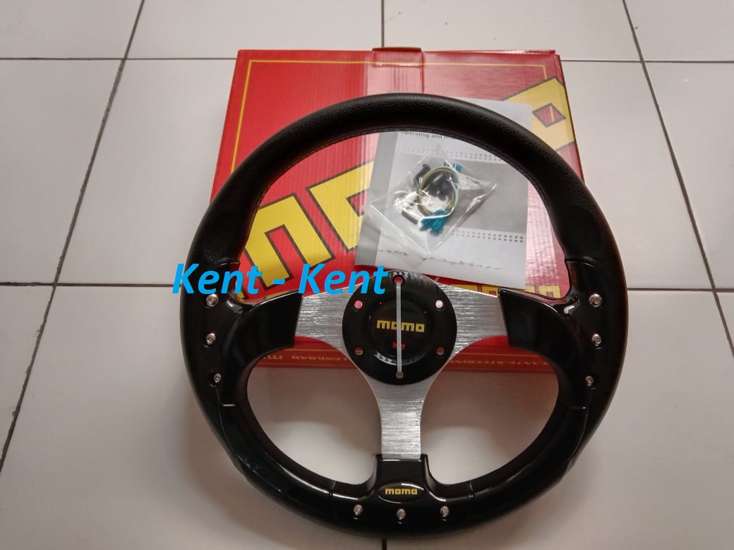 Stir Racing Momo ukuran 13 inchi Setir Mobil Kombinasi Hitam | Lazada ...