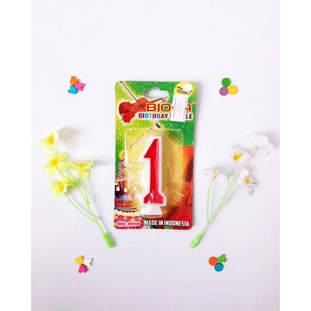 LILIN BIOLA KECIL ANGKA 1 - BIRTHDAY CANDLE - lilin ulang tahun ...