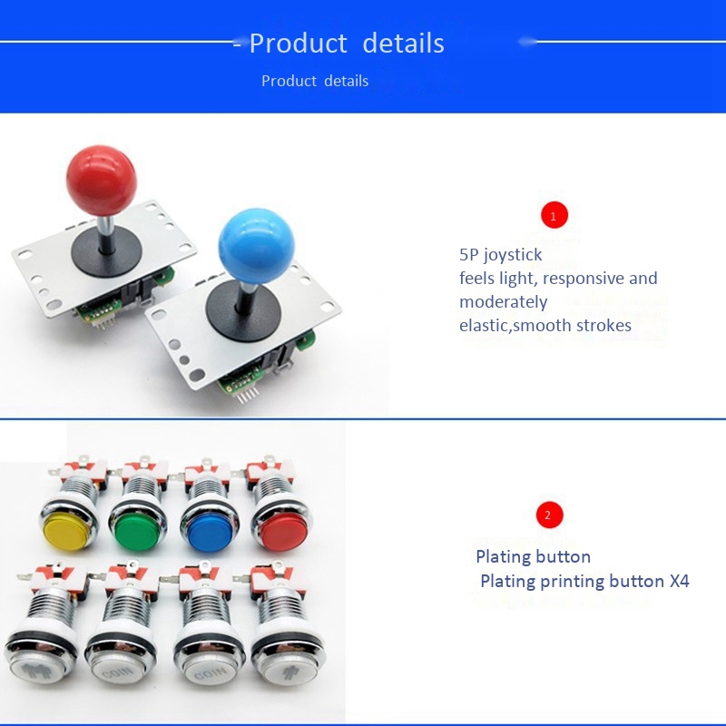 Arcade DIY Kit Parts 2 Players USB Encoder to PC Games Joystick ...