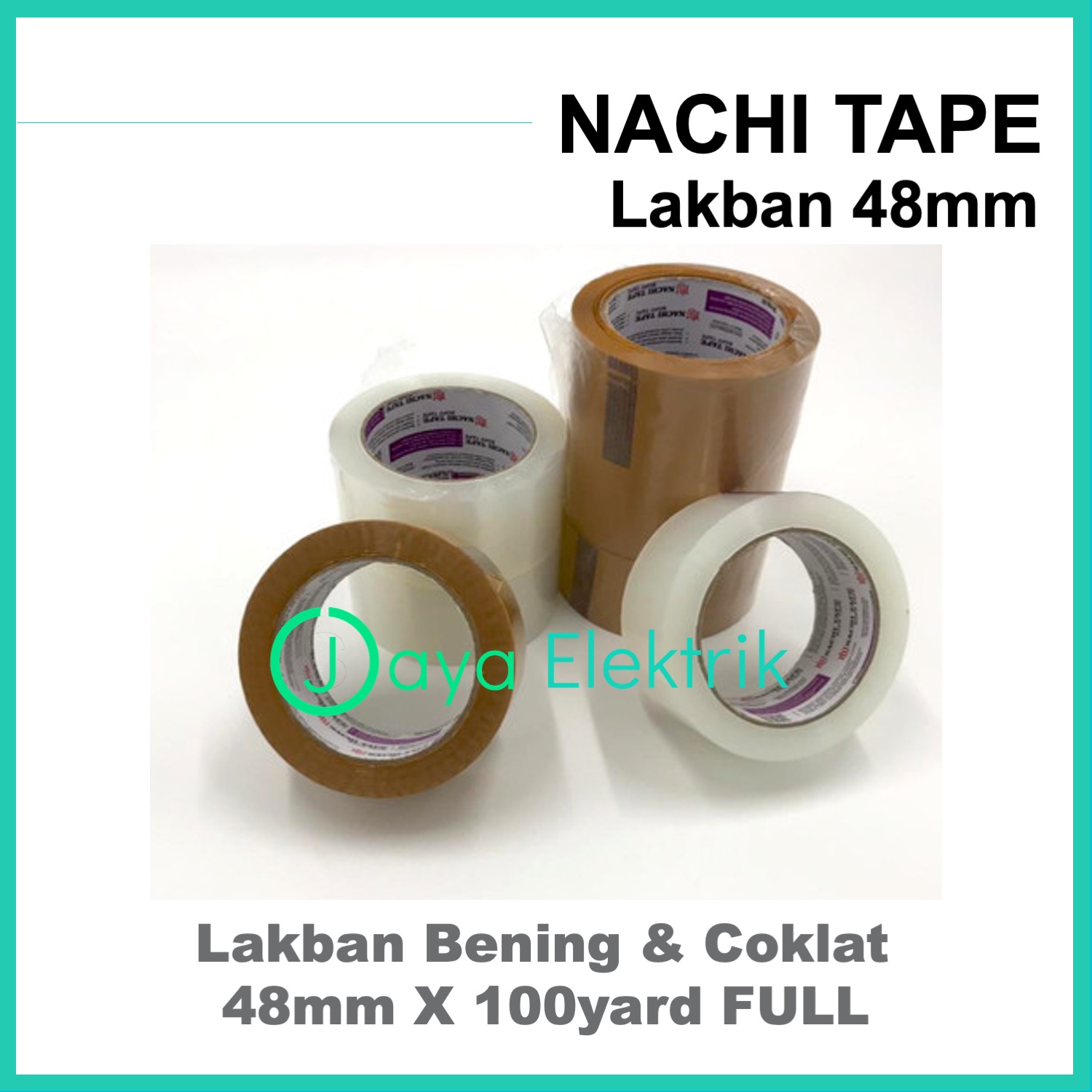 Lakban NACHI Bening Coklat 2 Inch x 100yard - Isolasi NACHI TAPE OPP 48mm x 100 Yard FULL ...