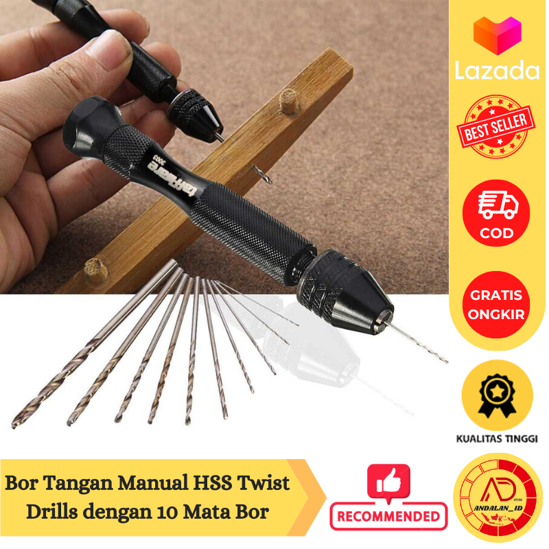 COD - Bor Tangan Manual HSS Twist Drills dengan 10 Mata Bor - Bor ...