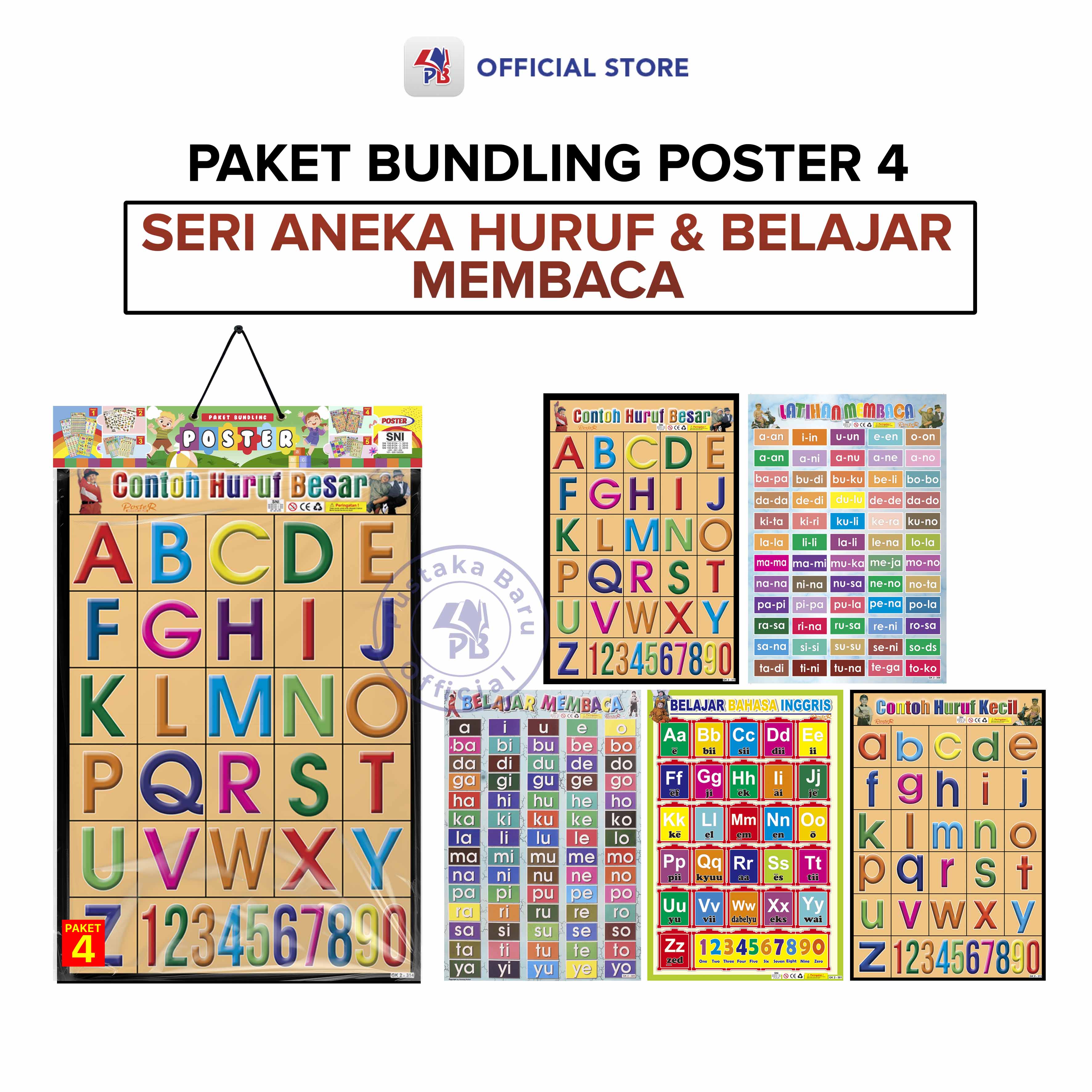 Paket Bundling Poster Edukasi Anak Isi 5 : Seri Angka Hewan Buah ...