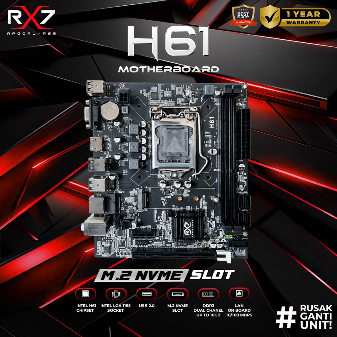 MOTHERBOARD RX7 H61 LGA 1155 DDR3 H61 MAINBOARD SUPPORT NVME | Lazada ...